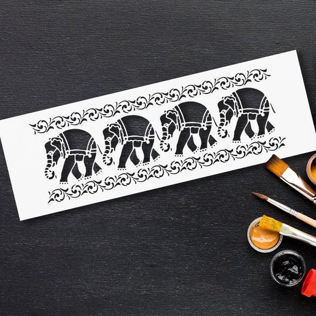 Elephants Holding Tails Stencil - Mylar Painting Stencils for Walls ...