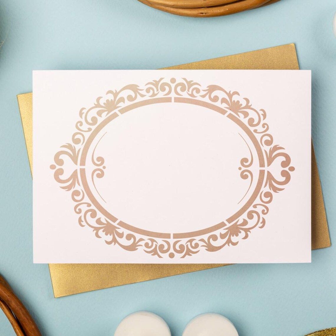 Oval Vintage Frame Stencil Reusable DIY Craft Mylar Stencil for Paint ...