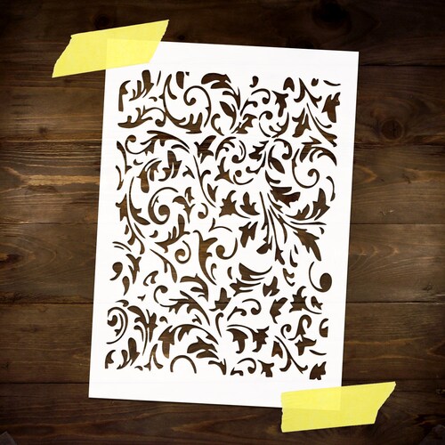 Floral Swirl Stencil Reusable DIY Craft Mylar Stencil for - Etsy