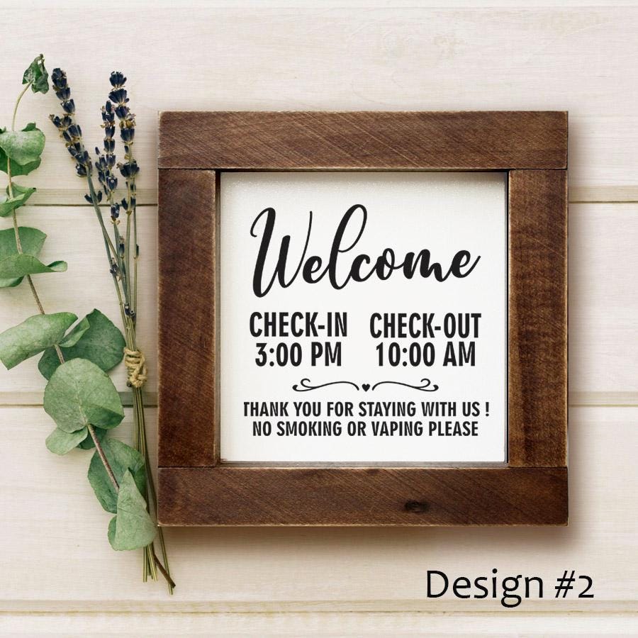 Airbnb Welcome Sign Check in Wood Sign Airbnb House Rules Custom ...