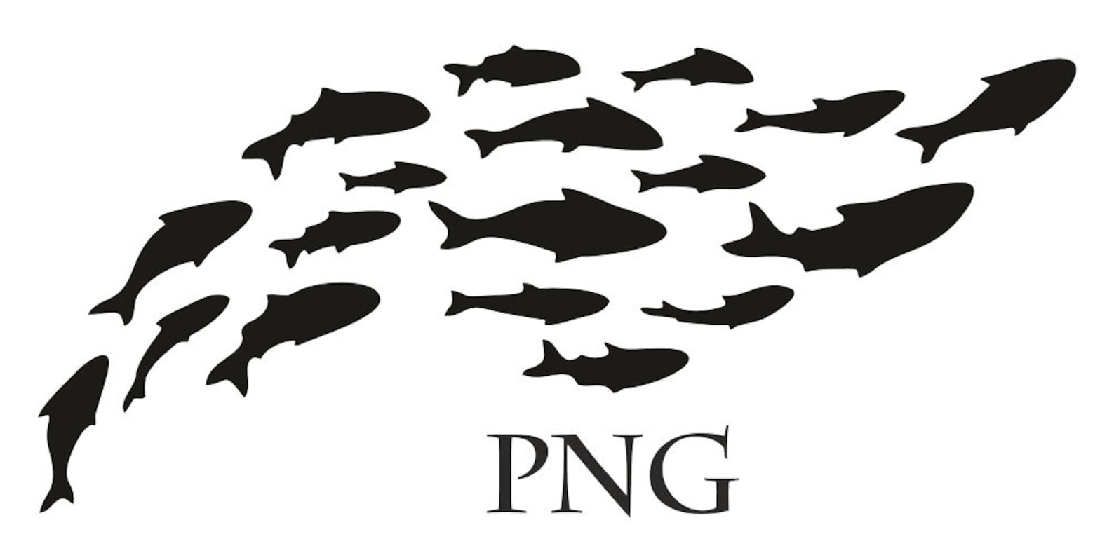 School of Fish Stencil Digital Template SVG DXF Eps Png Files - Etsy
