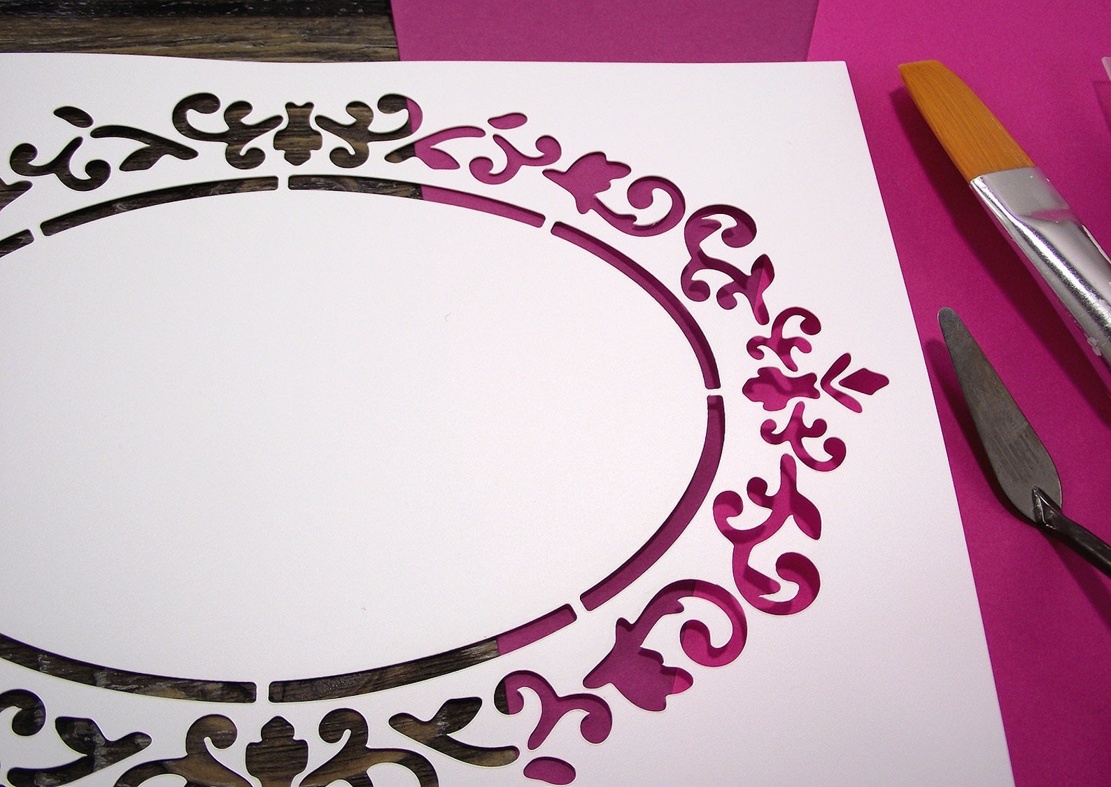 Oval Vintage Frame Stencil Reusable DIY Craft Mylar Stencil | Etsy