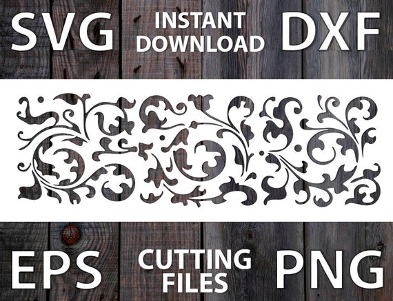 Floral Border Stencil Digital Template SVG DXF EPS Png Files - Etsy