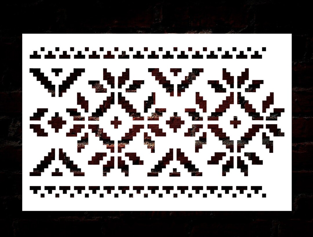 Vyshivanka Ukrainian National Tribal Ethnic Folk Ornament Stencil ...