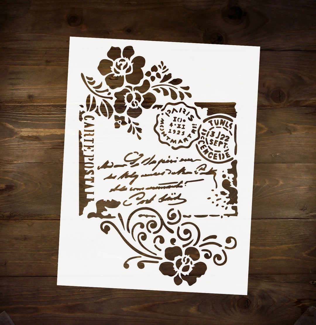 Vintage Post Card Stencil Reusable DIY Craft Mylar Stencil Scrapbooking ...