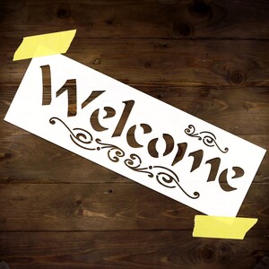Welcome Sign Stencil Reusable DIY Craft Mylar Stencil Home Wall Decor ...