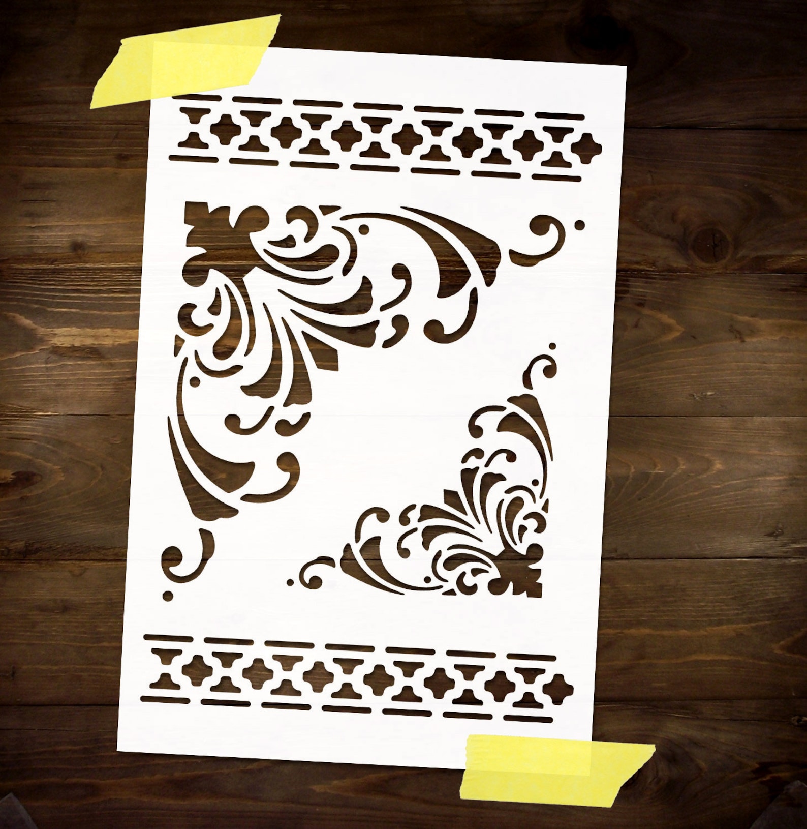 Baroque Corners & Border Stencil Reusable DIY Craft Mylar - Etsy
