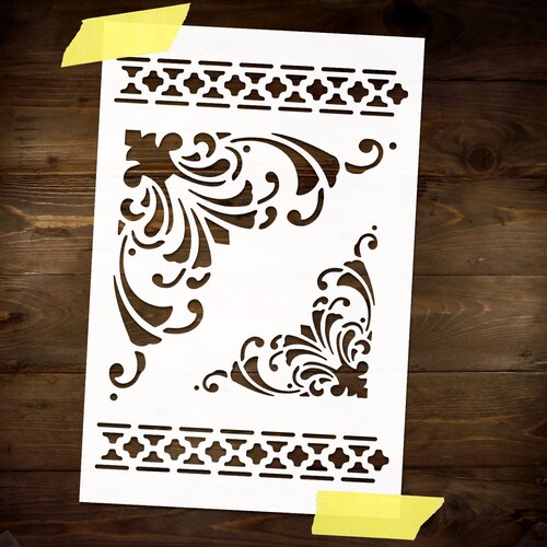 Floral Borders Stencil Reusable DIY Craft Mylar Stencil Home - Etsy
