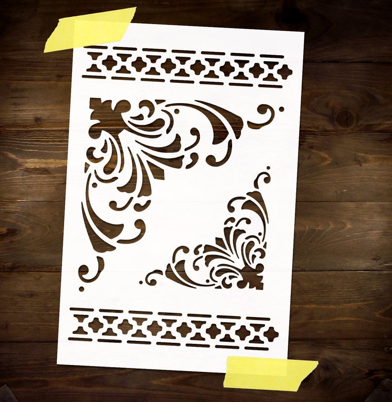 Baroque Corners & Border Stencil Reusable DIY Craft Mylar - Etsy