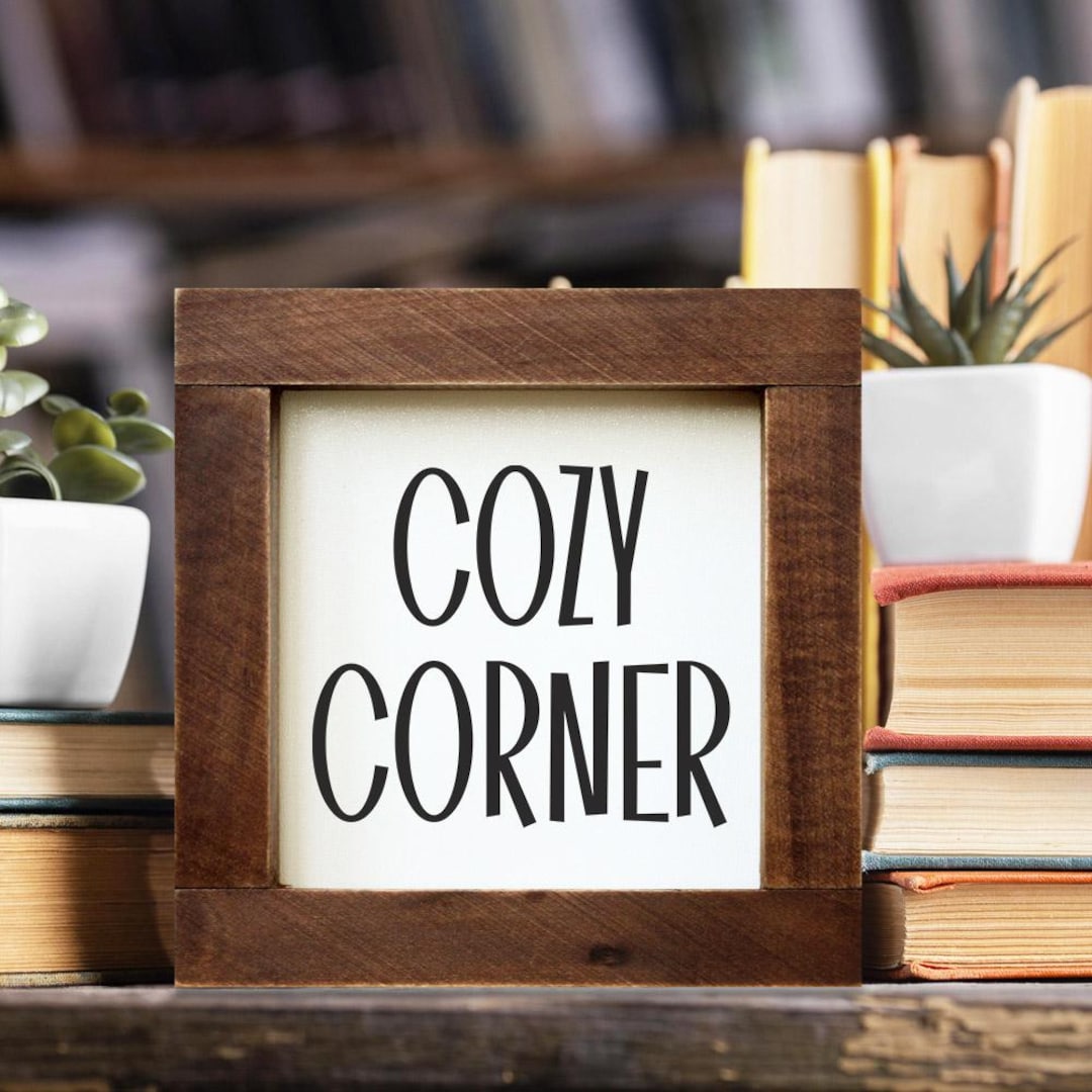 Book Nook Sign Cozy Corner Wooden Sign for Books and Cat Lover Room ...