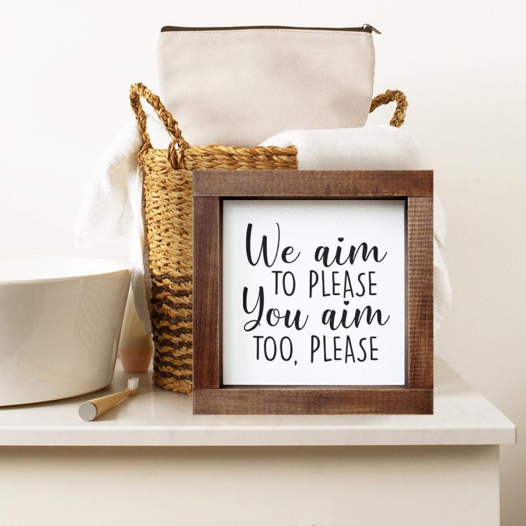 Airbnb Sign We Aim to Please - You Aim Too Please Funny Bathroom Art ...