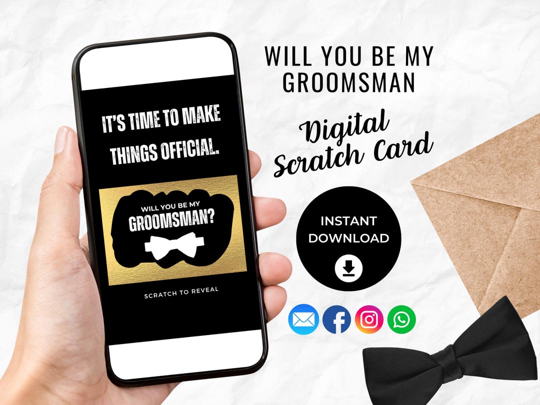Will You Be My Groomsman Digital Scratch Card, Groomsman Proposal Card ...