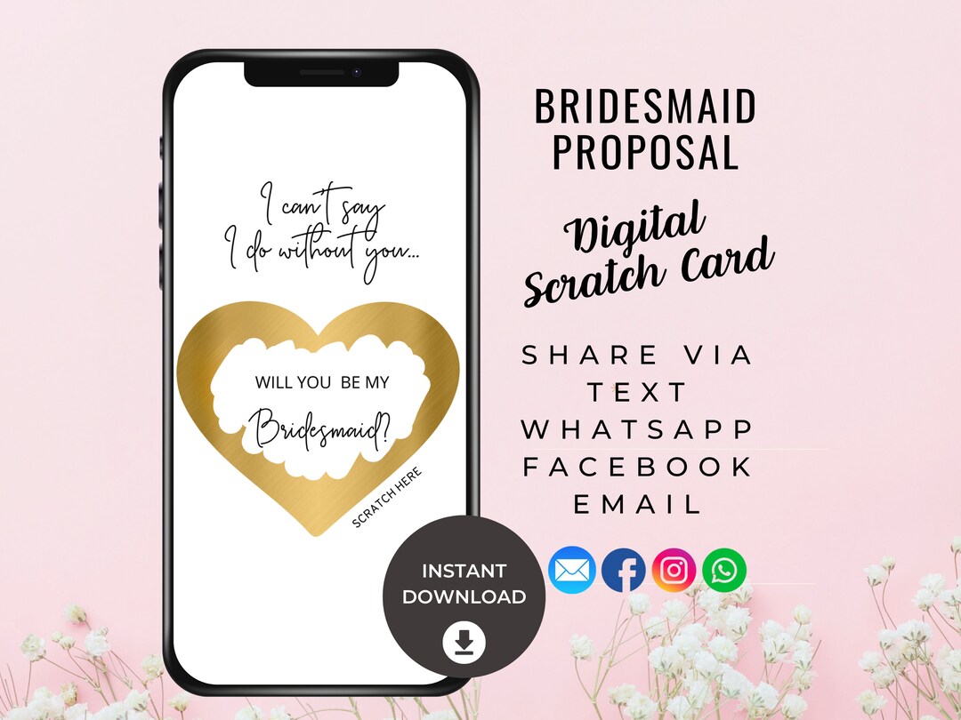 Bridesmaid Proposal Scratch Card, Digital Scratch Card, Be My ...