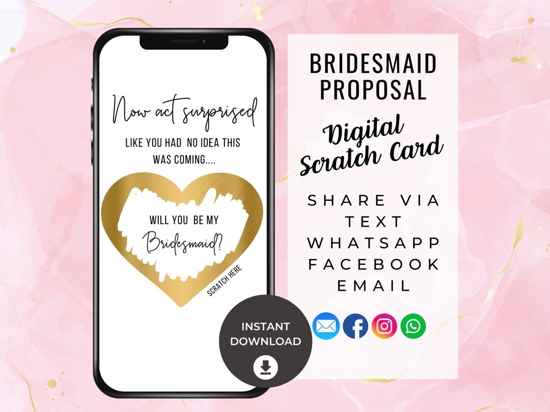 Bridesmaid Proposal Scratch Card, Digital Scratch Card, Be My ...