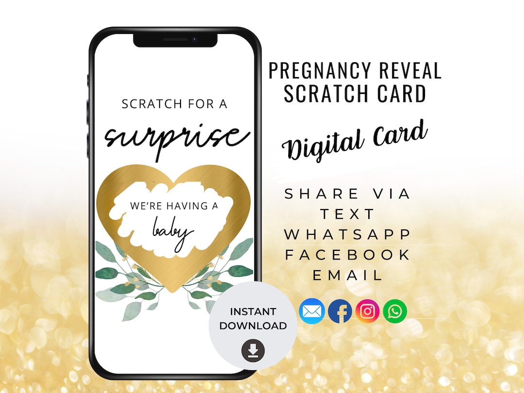 Pregnancy Announcement Scratch Card, Digital Baby Reveal Card, Surprise ...