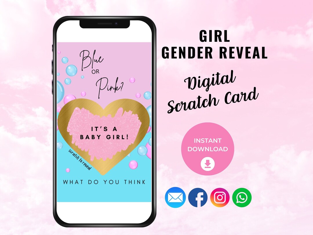 Gender Reveal Scratch Card, Digital Girl Scratch Card Game, Gender ...