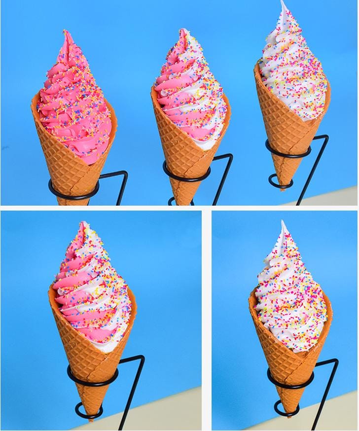 Fake Fruit Ice Cream,simulated Dessert Jam Sorbet,crispy Sweet Cone ...