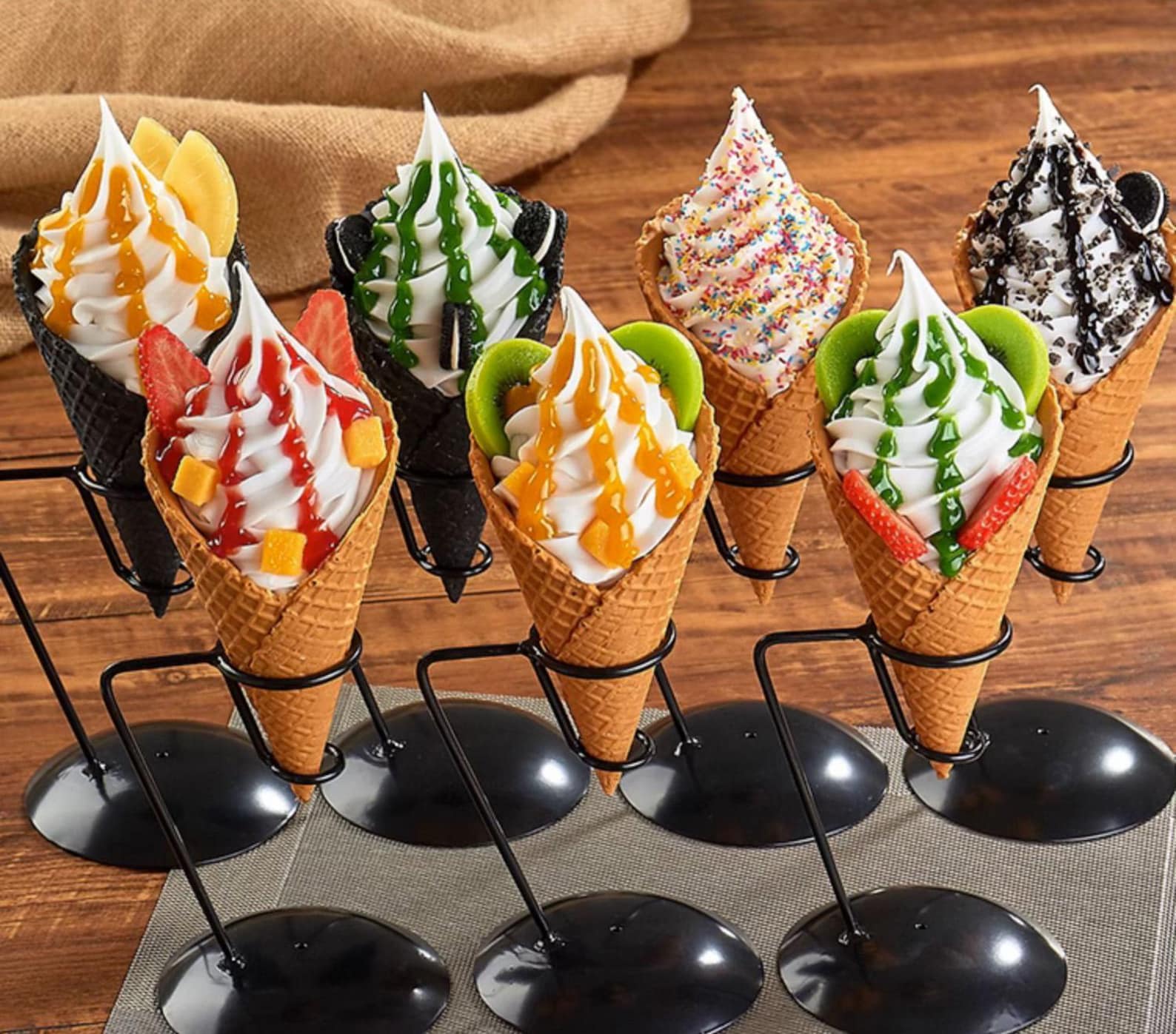 Fake Fruit Ice Cream,simulated Dessert Jam Sorbet,crispy Sweet Cone ...