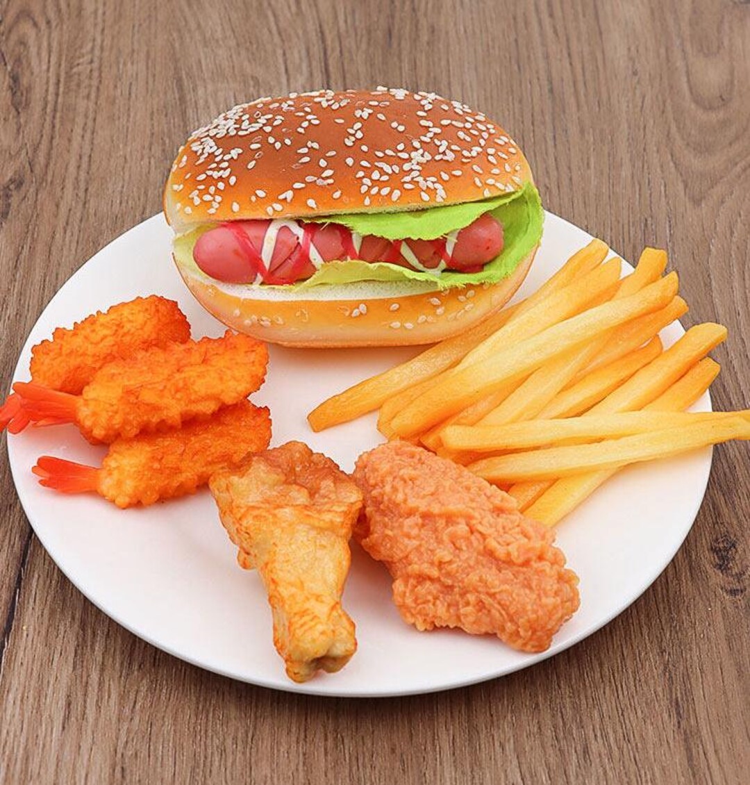Fake Hamburger Fried Chicken Leg French Fries Chicken Wings Set ...
