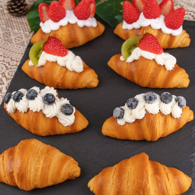 Fake Fruit Cream Croissant,simulated Strawberry Blueberries Cake Bread ...