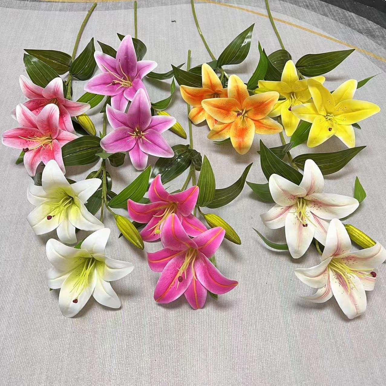 Artificial Lily Flower, Fake Pink Lily Flower Bouquet Decorative Room ...