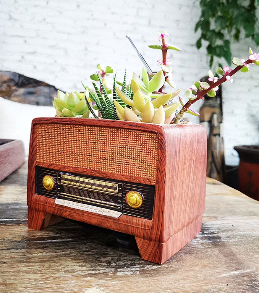 Resin Creative Retro Radio Succulent Pot for Home Decration,indoor ...