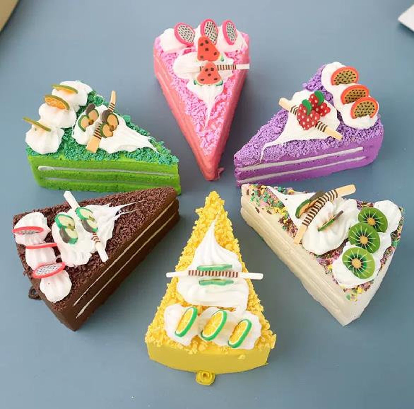Fake Fruit Triangle Cake,simulated Dessert Cream Cake,fake Food Model ...
