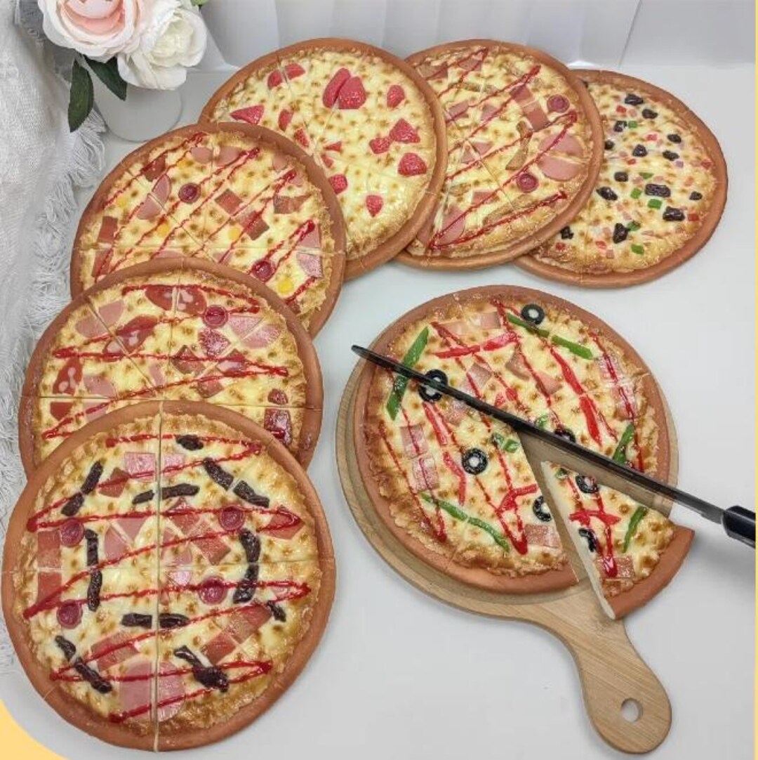 7 Inch Cuted Fake Ham Pizza Model,simulated Food Props,fake Round Pizza ...