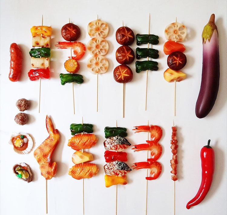Simulated Barbecue Skewer Fake Sheep,chicken Wings,beef, Fish Balls ...