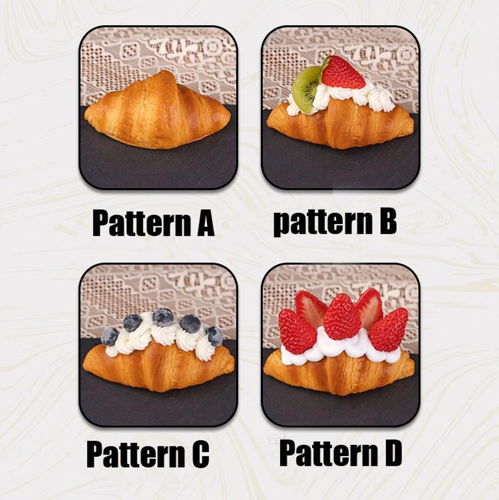 Fake Fruit Cream Croissant,simulated Strawberry Blueberries Cake Bread ...