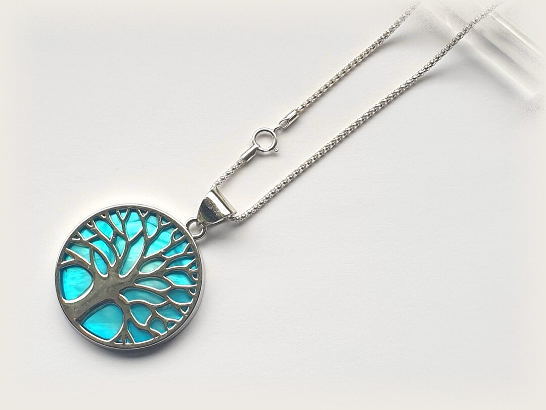 Mother of Pearl With Tree of Life Chain Pendant Diameter 33 - Etsy
