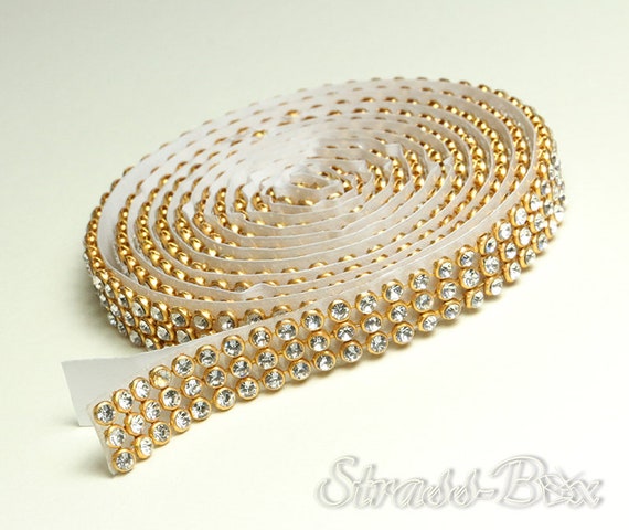Self-adhesive MESH CRYSTAL / GOLD 3 Rows 1cm Rhinestone Ribbon - Etsy