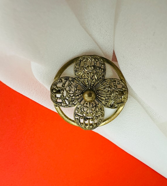 Filigree Antique Brooch Original 1930s C Clasp Art Deco Brooch Etsy
