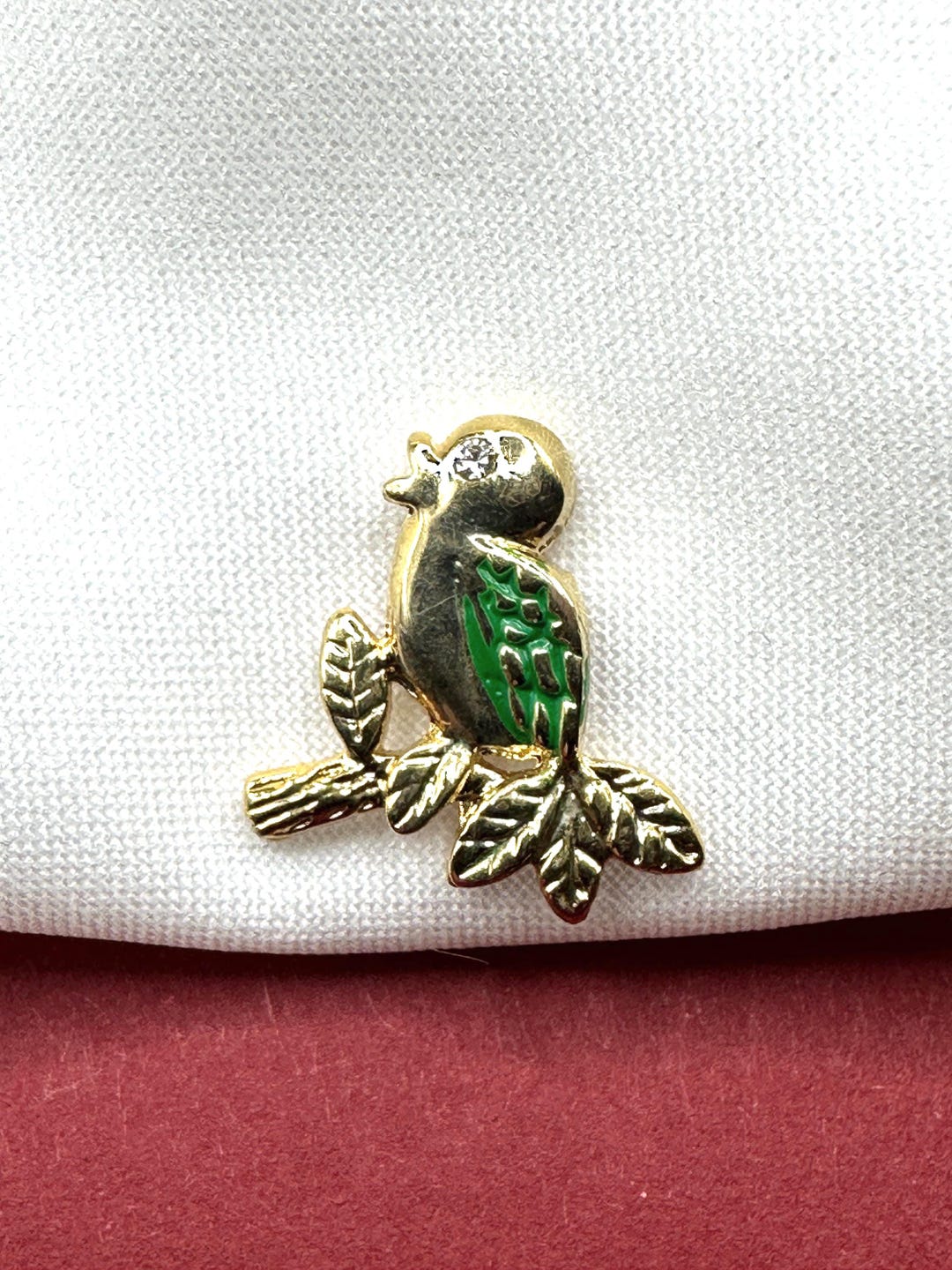 Sparrow Bird Tie Pin 1980s Jacket Collar, Tie Pin Brooch With Clear ...