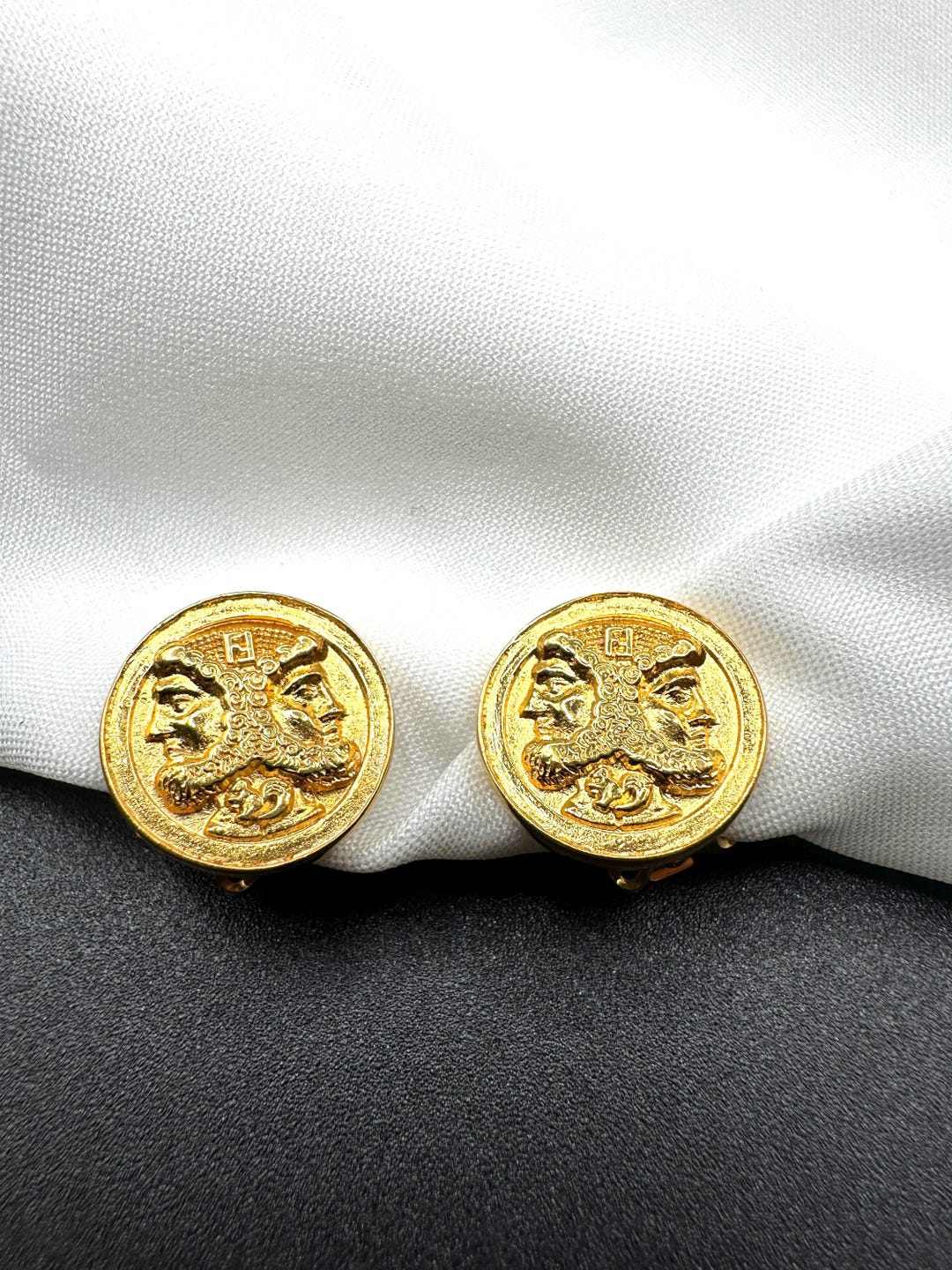 FENDI Roma Janus Gods Vintage 1980s Matte Gold Plated Haute Couture ...