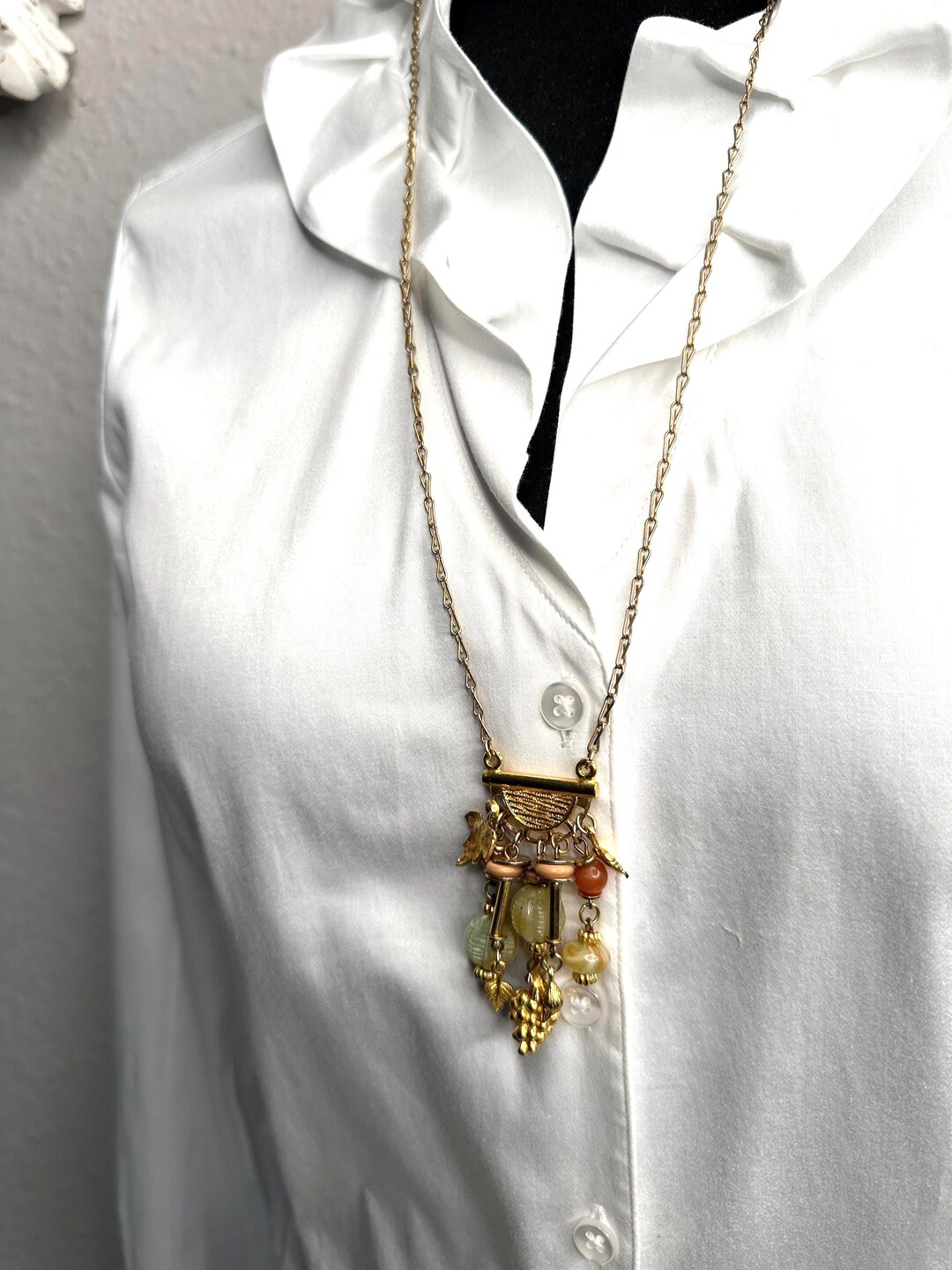 Etruscan Design Necklace, High-quality Vintage Agate and Gemstone Beads ...