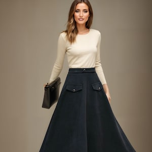 Wool Skirt, Black Wool Skirt, Long Wool Skirt, Winter Skirt Women, Midi ...