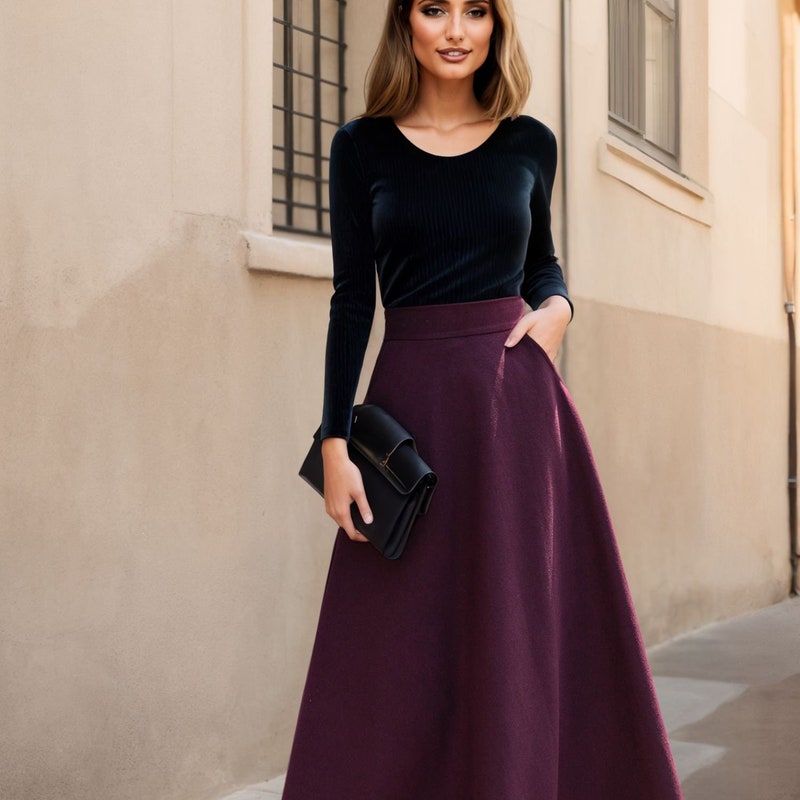 Long Wool Skirt - Etsy