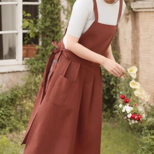 Casual Linen Apron Dress in Earthy Terracotta – Perfect for Every ...