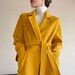 Yellow Wool Coat, Long Wool Coat, Oversized Wool Coat, Women's Autumn ...