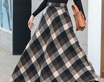 Plaid Wool Skirt, Wool Maxi Skirt Women, Winter Skirt Women, A-line Skirt, Warm Winter Skirt ...