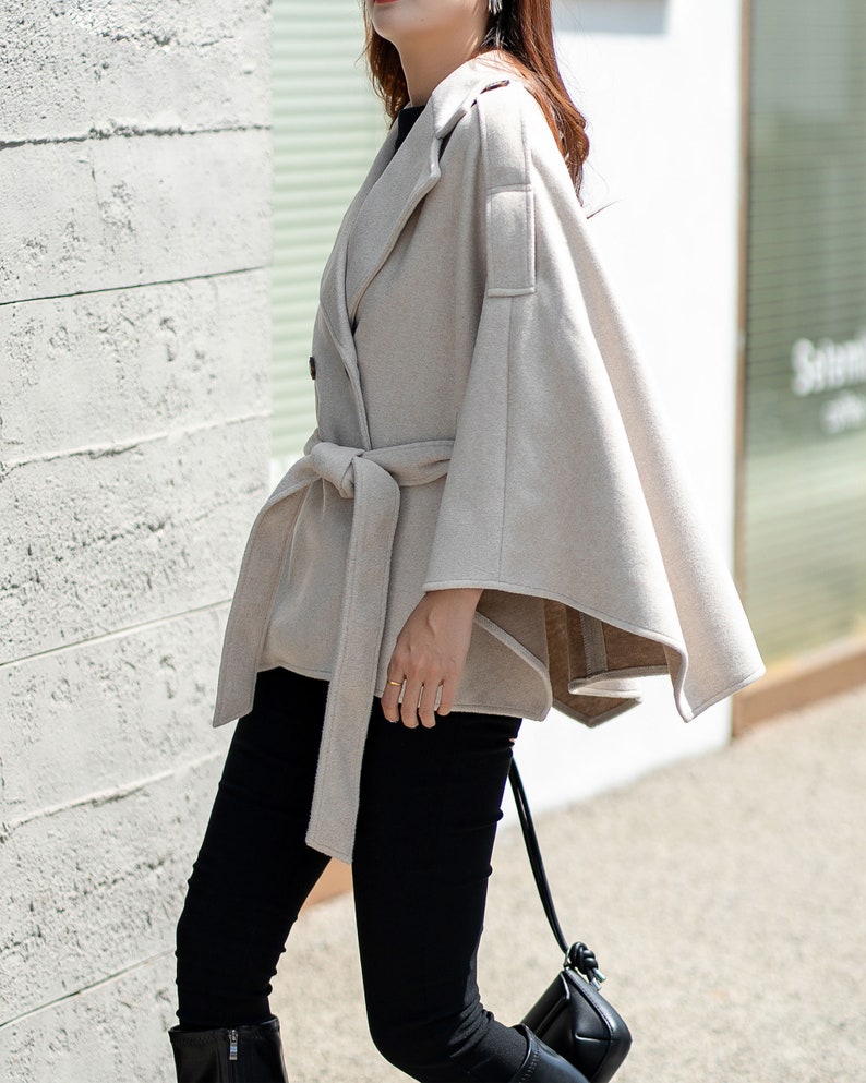 Off White Wool Cape Coat, Womens Wool Cape Coat, Winter Warm Cape Coat ...