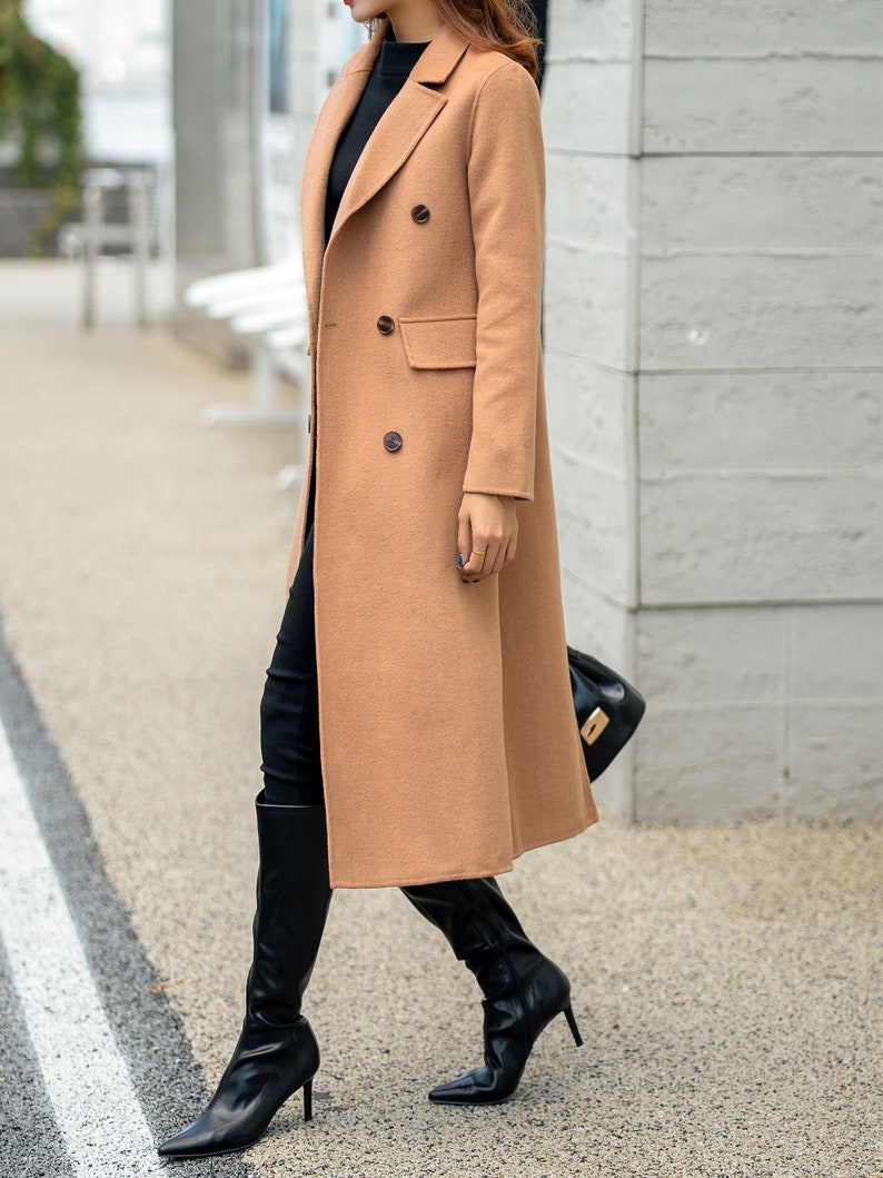 Camel Wool Coat, Long Wool Coat, Wool Warm Coat, Trench Wool Coat ...