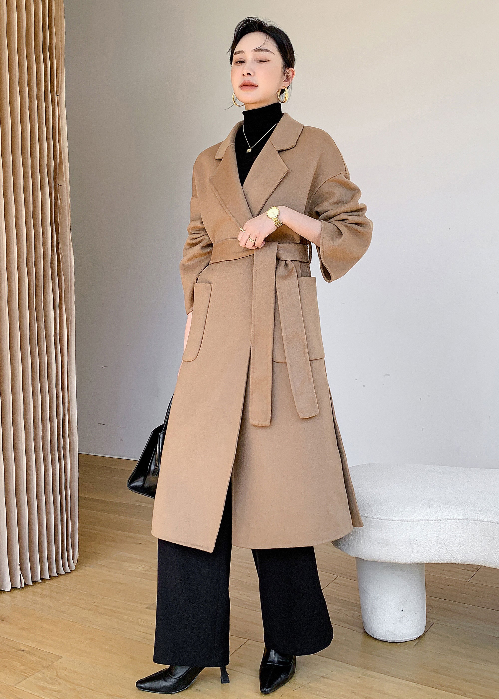 Yellow Wool Coat, Long Wool Coat, Oversized Wool Coat Yellow Wool Coat, Long Wool Coat, Oversized Wool Coat