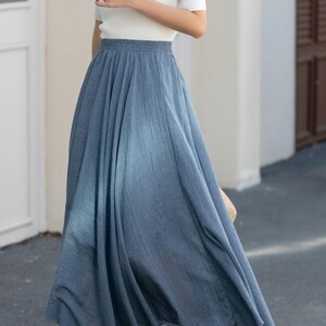 Blue Summer Spring Long Maxi Skirt, Boho Cotton Linen Skirt, Women’s ...