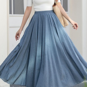 Blue Summer Spring Long Maxi Skirt, Boho Cotton Linen Skirt, Women’s ...