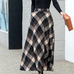 Plaid Wool Skirt, Wool Maxi Skirt Women, Winter Skirt Women, A-line Skirt, Warm Winter Skirt ...