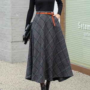 Plaid Skirt, Wool Skirt Women, Winter Skirt, Midi Skirt, A-line Skirt ...