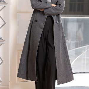 Gray Wool Coat, Womens Long Wool Coat, Winter Coat Women, Wool Coat ...