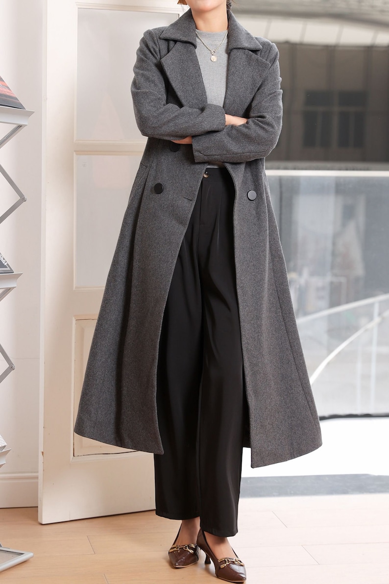 Gray Wool Coat, Womens Long Wool Coat, Winter Coat Women, Wool Coat ...